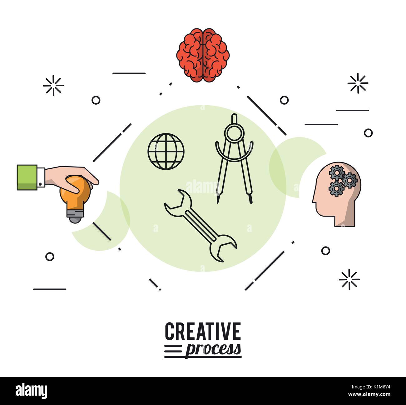 colorful poster creative process with silhouettes of hand with light ...
