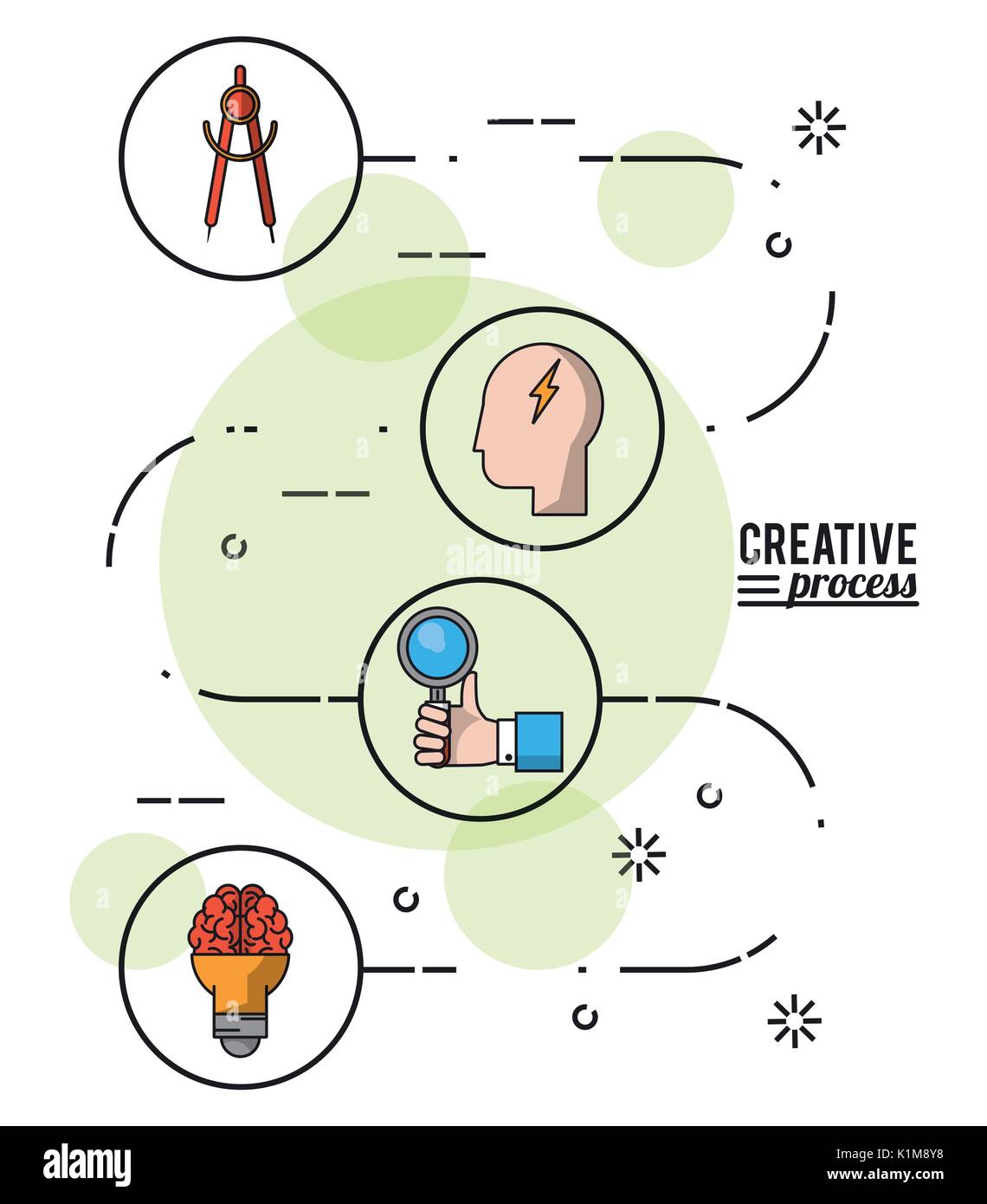 colorful poster creative process with way to idea development Stock ...