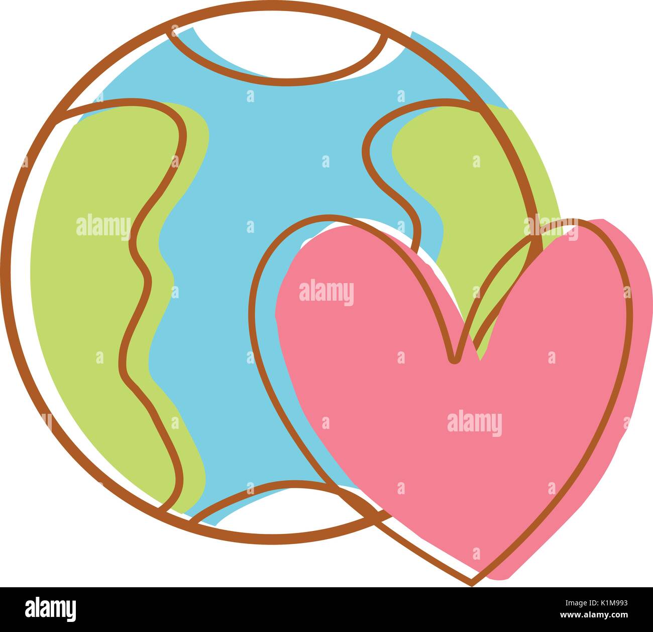 earth planet with heart symbol of love Stock Vector Image & Art - Alamy