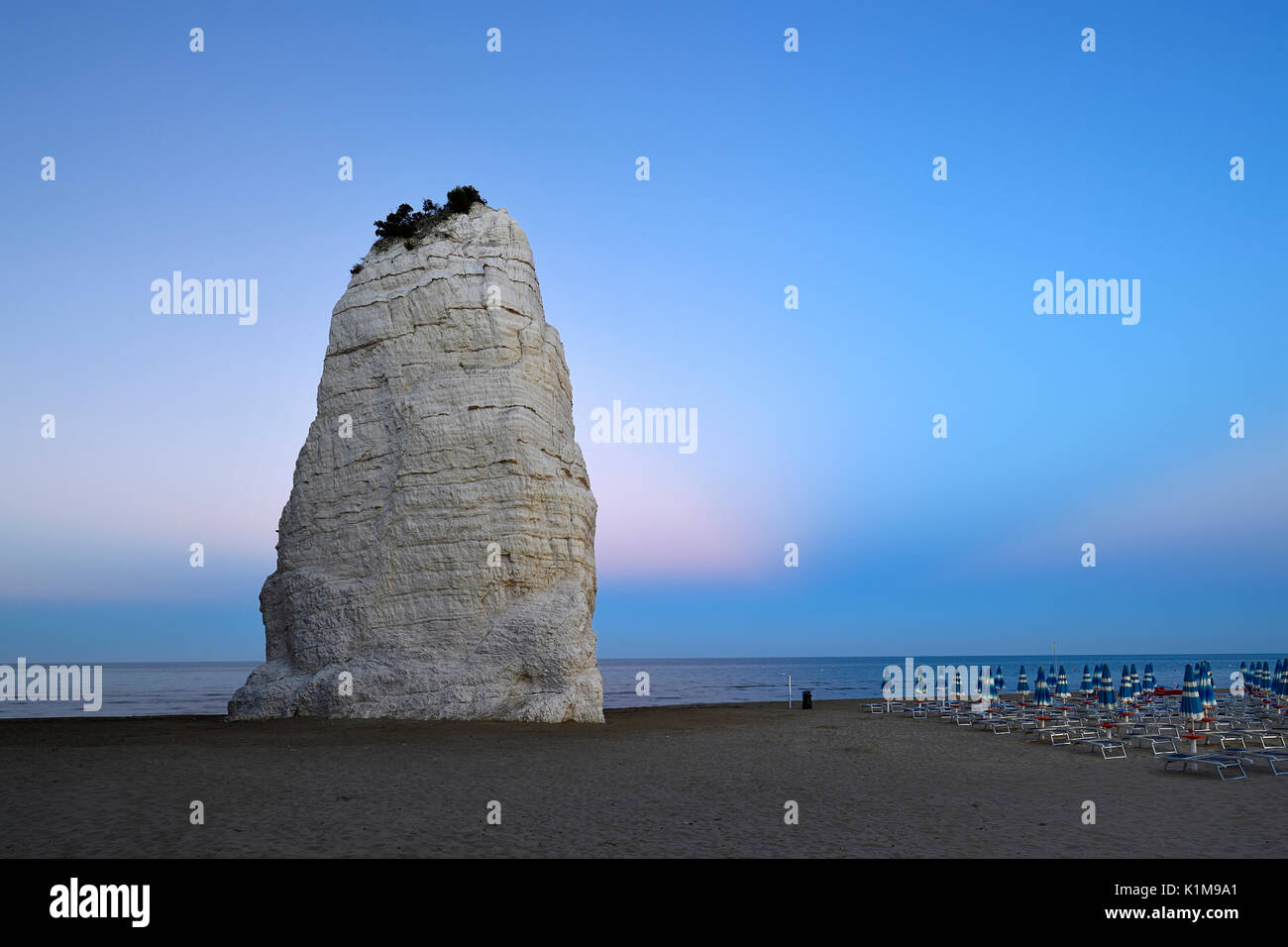 Pizzomunno, limestone cliffs on the beach, landmark of Vieste, Gargano ...