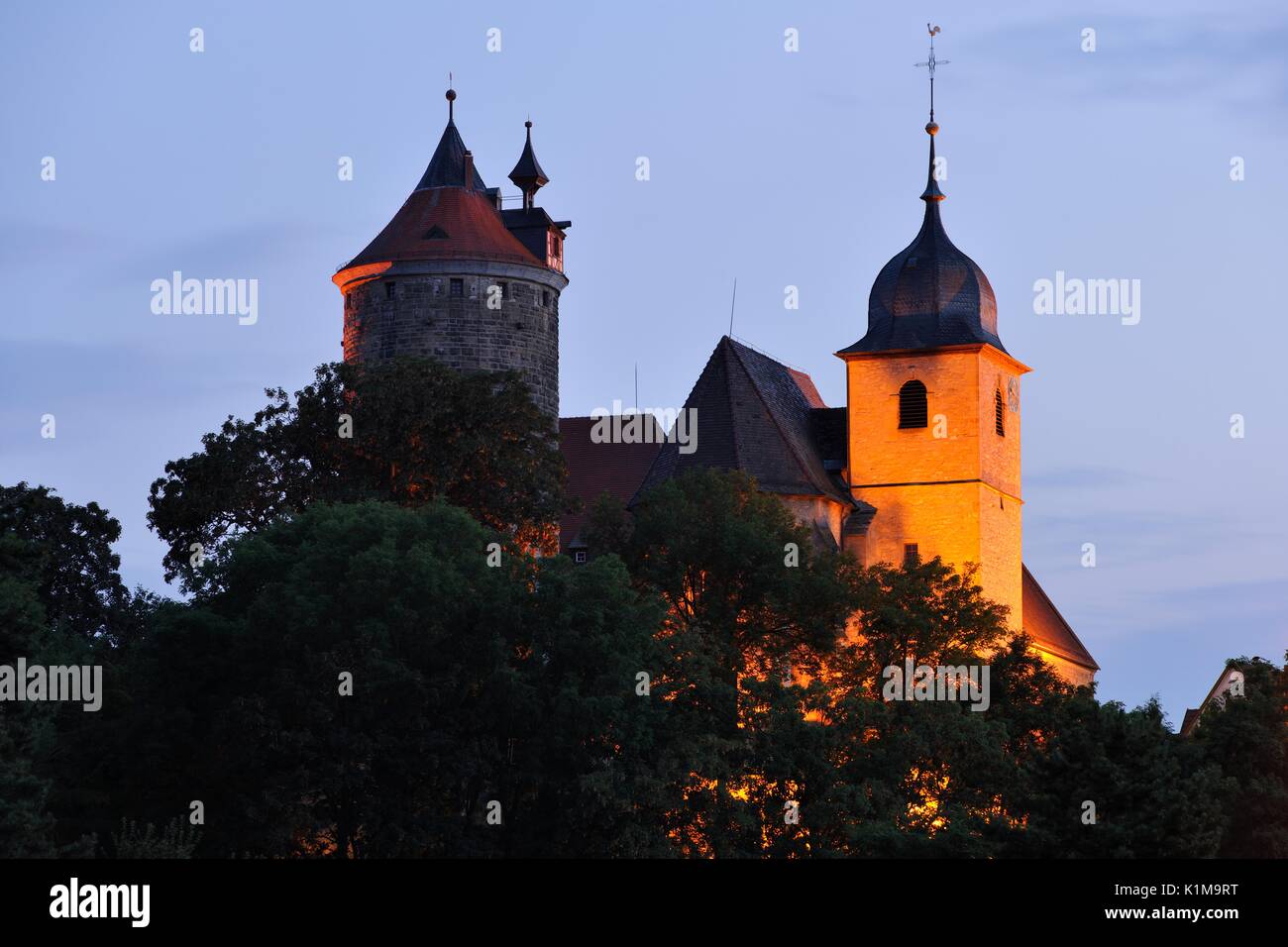 Old Town with Schochem tower and city church of St.Cyriakus, Besigheim ...
