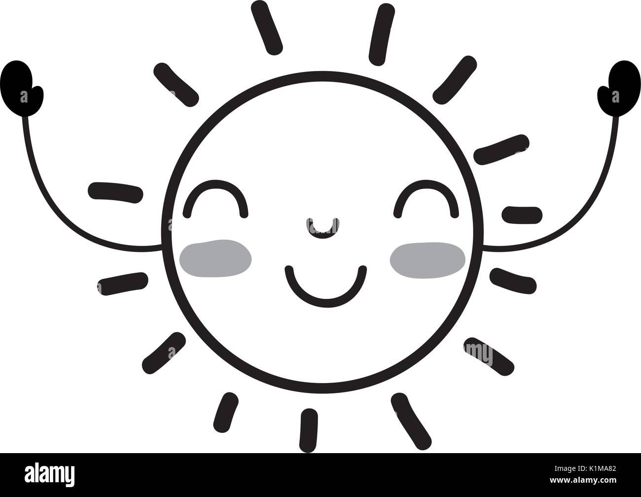 line beauty kawaii and happy sun design Stock Vector Image & Art - Alamy