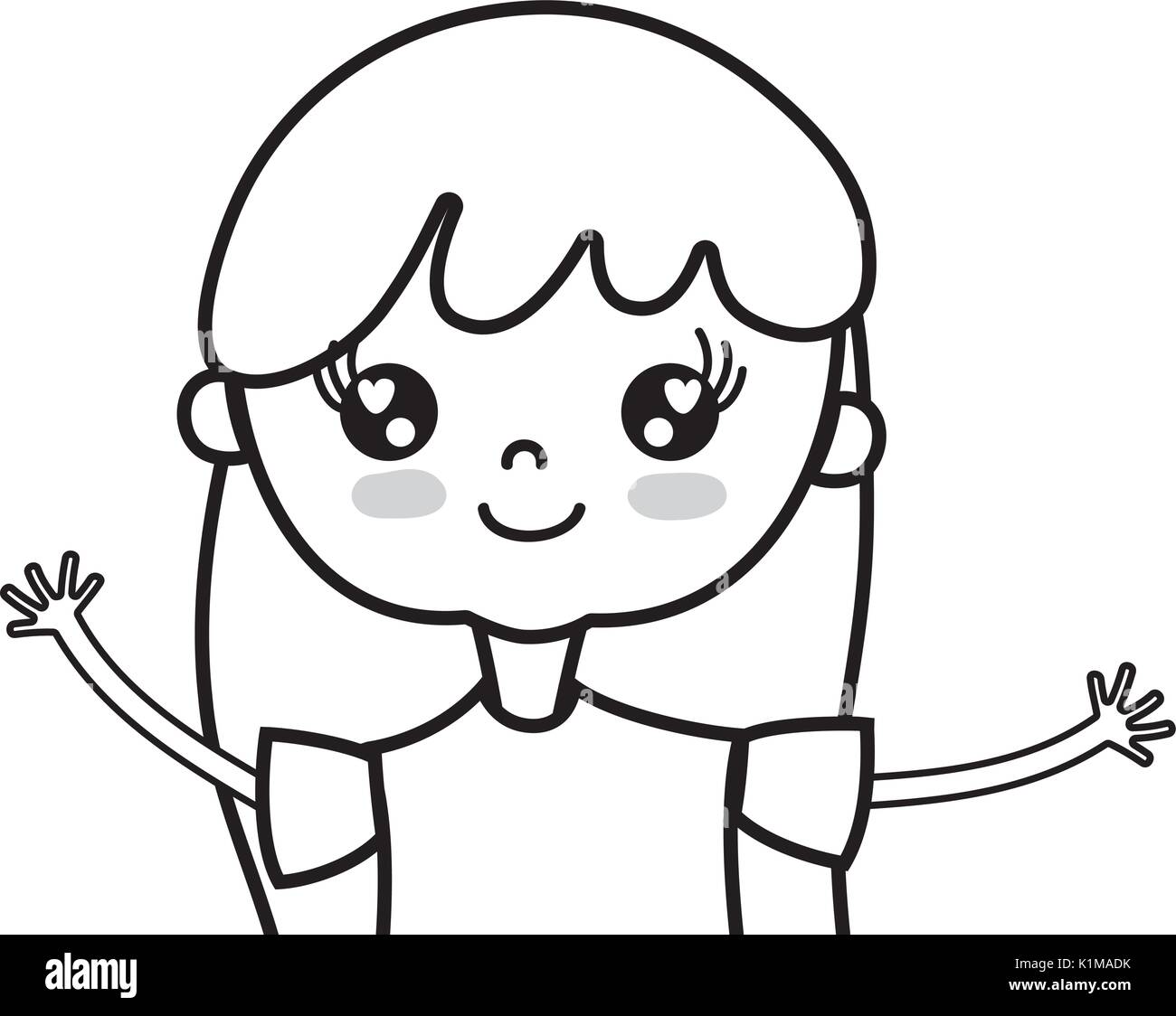 line beauty girl with clothes and hairstyle design Stock Vector Image ...