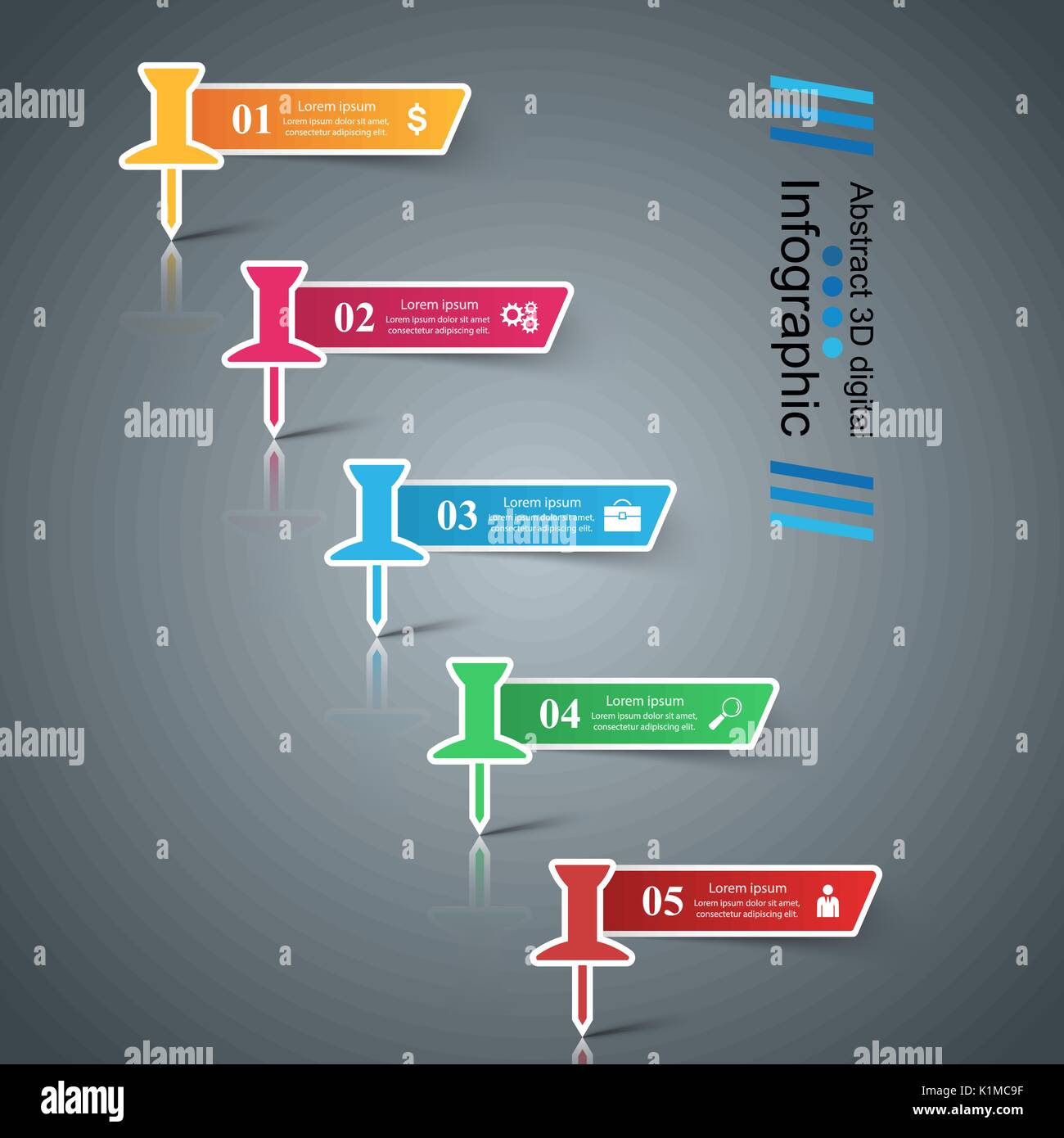 3D digital illustration Infographic. Pin icon Stock Vector Image & Art ...