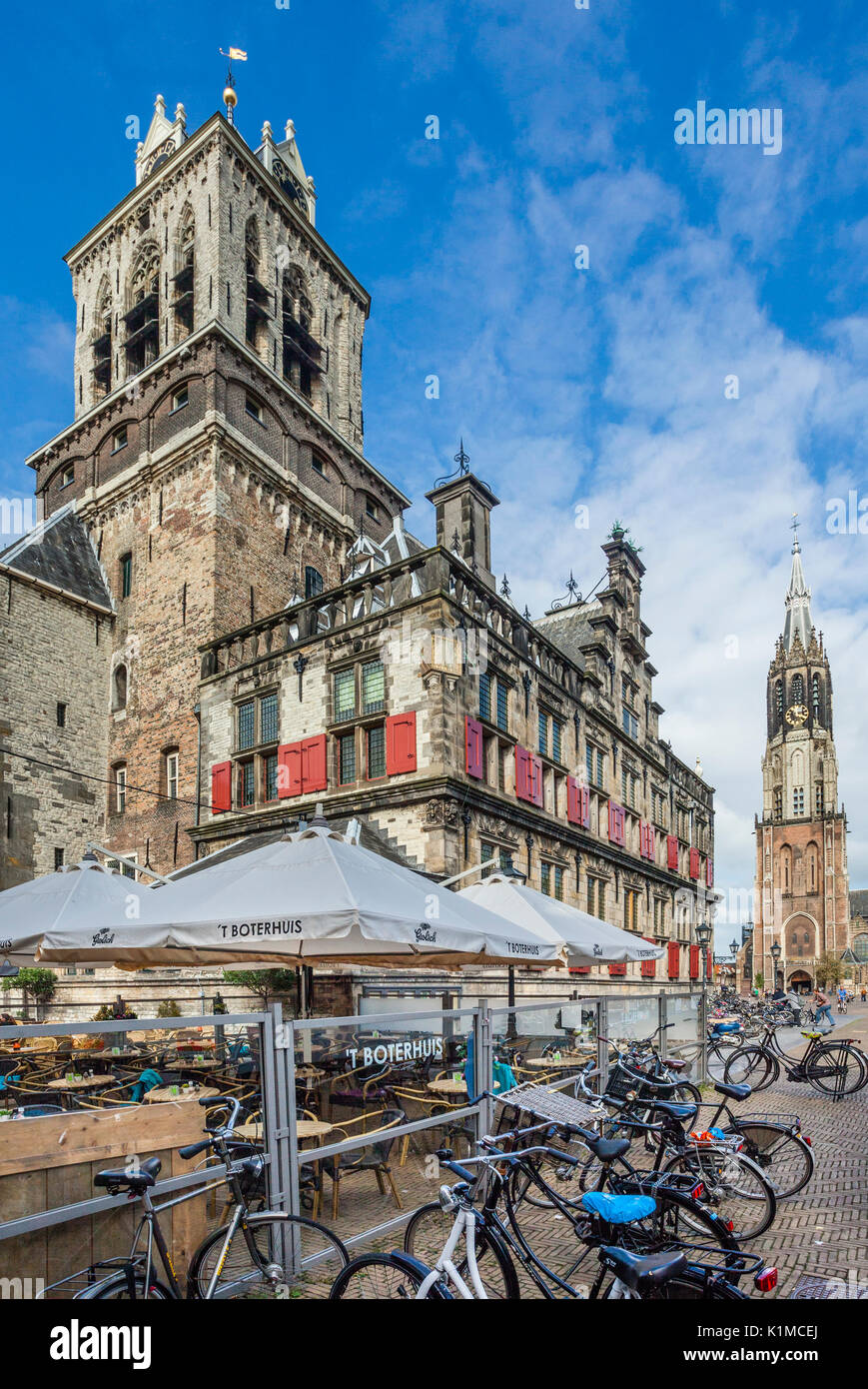 Netherlands, South Holland, Delft, bicycle parking at Delft Market ...
