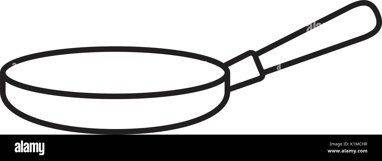 line frying pan kitchen utensil object to cuisine Stock Vector Image ...