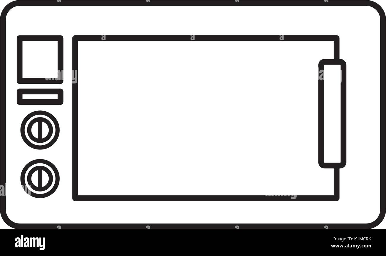 line microwaves technology kitchen utensil object Stock Vector Image ...