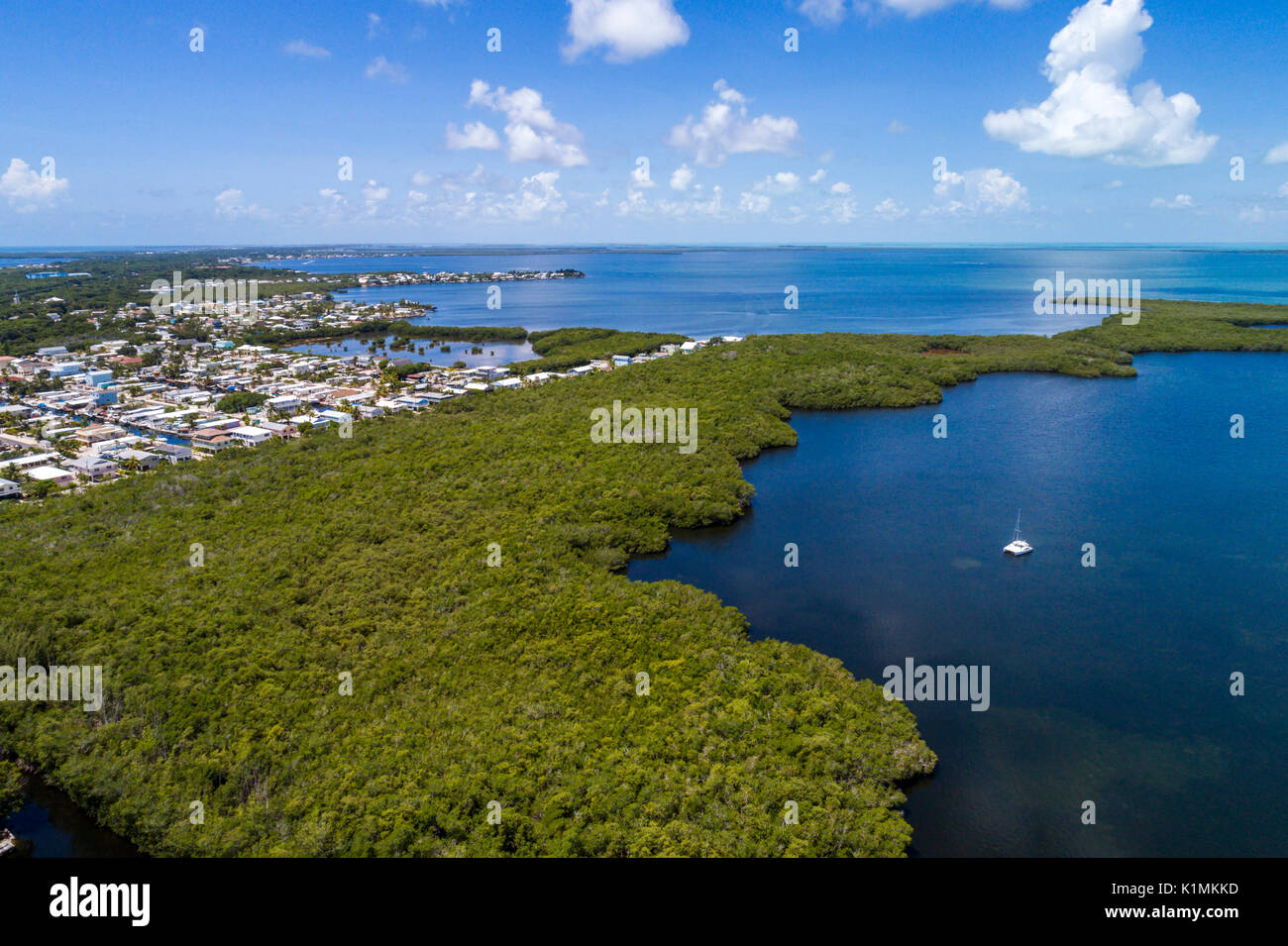 Florida,Florida Keys,Upper,Key Largo,Lake Surprise,aerial overhead view ...