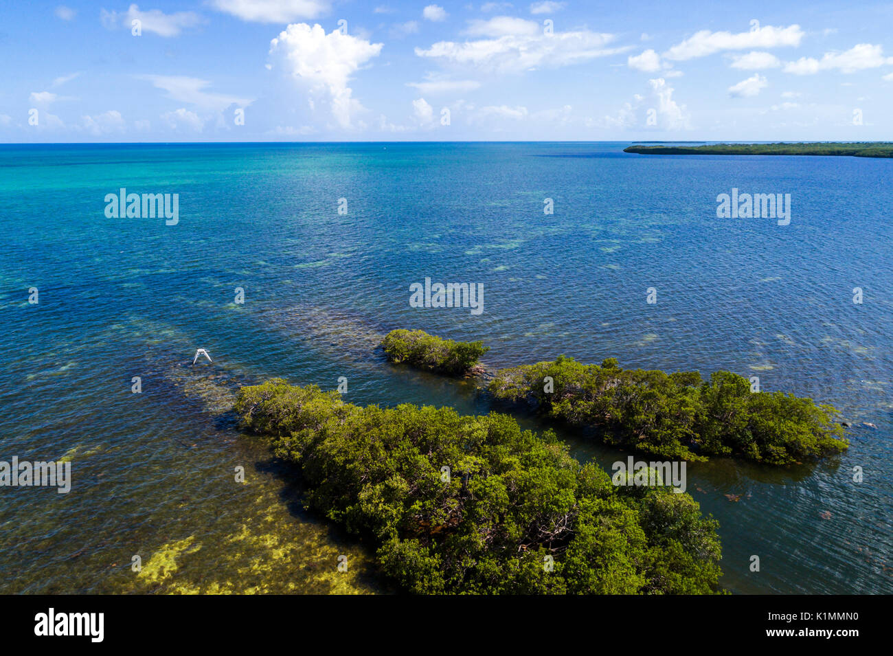 Florida,Florida Keys,Upper,Key Largo,Atlantic Ocean water,aerial ...