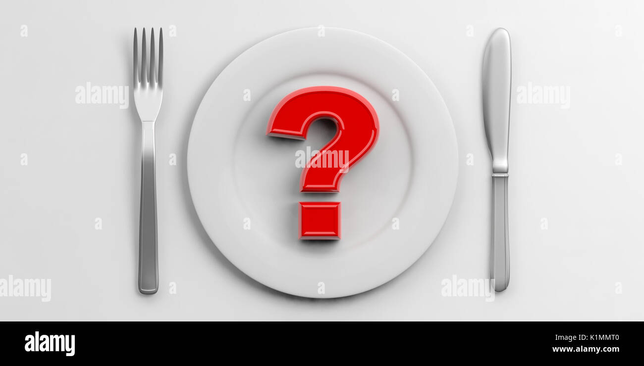 Red question mark on a Plate on white background. 3d illustration Stock ...