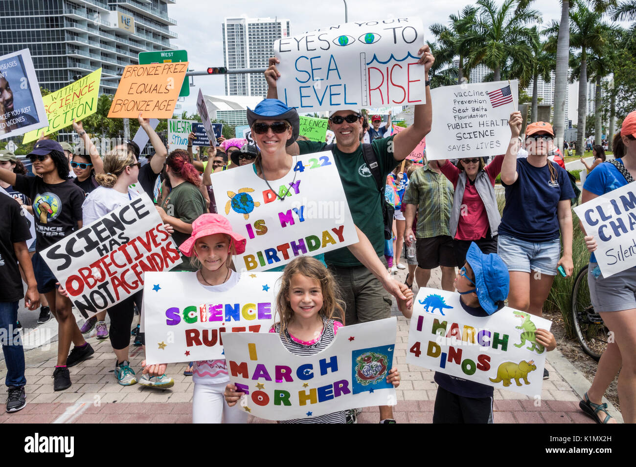 Miami Florida,Museum Park,March for Science,protest,rally,sign ...