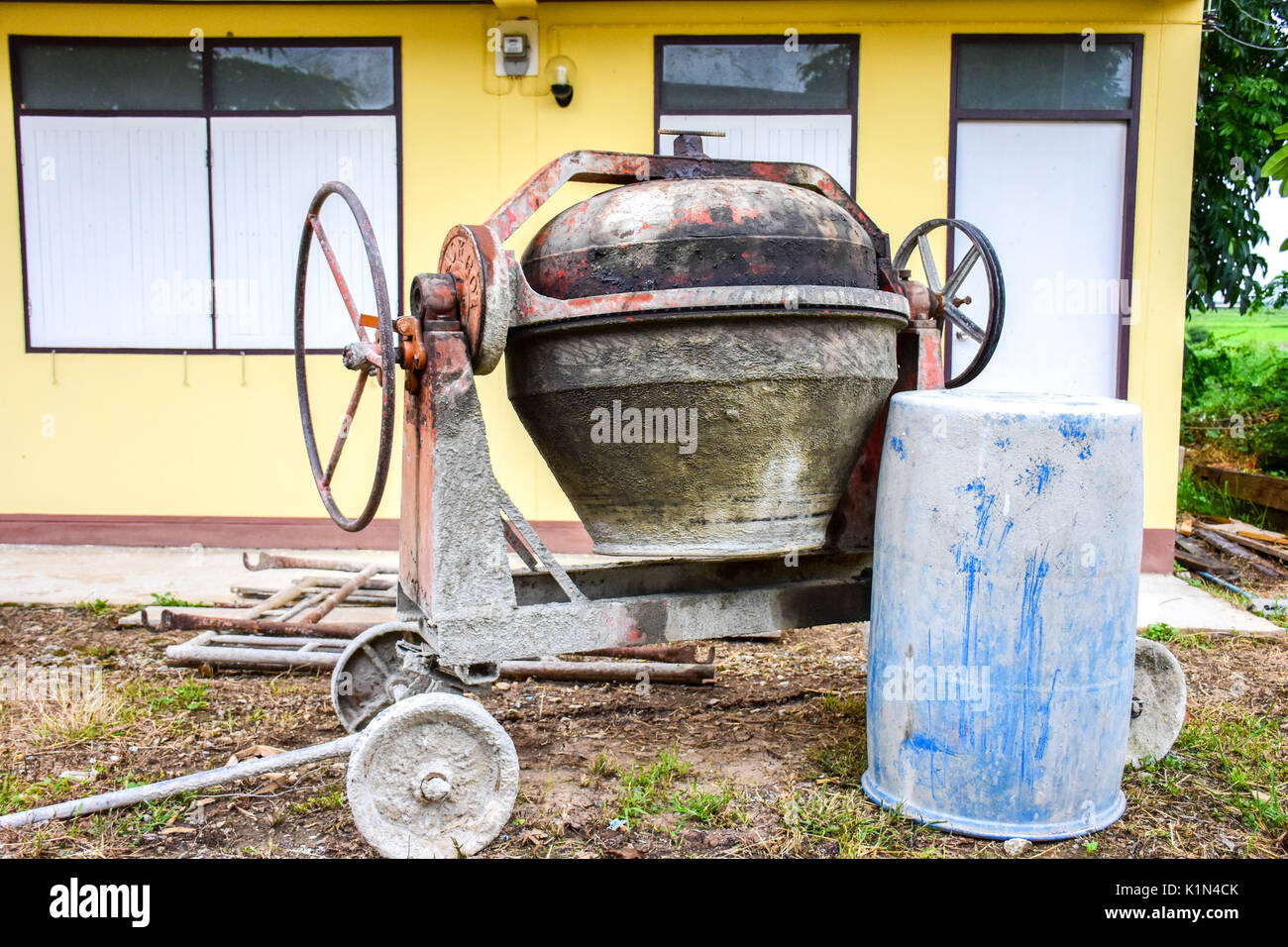Cement mixer by hand Stock Photo - Alamy