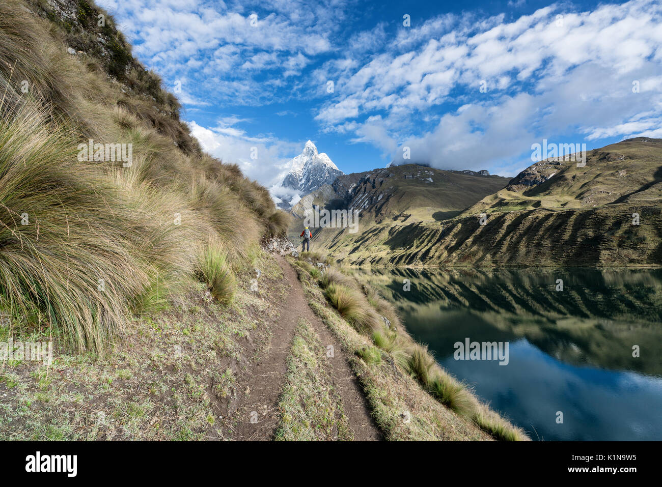 Trekking on the Huayhuash Trek, Cordillera Huayhuash, Peru Stock Photo ...