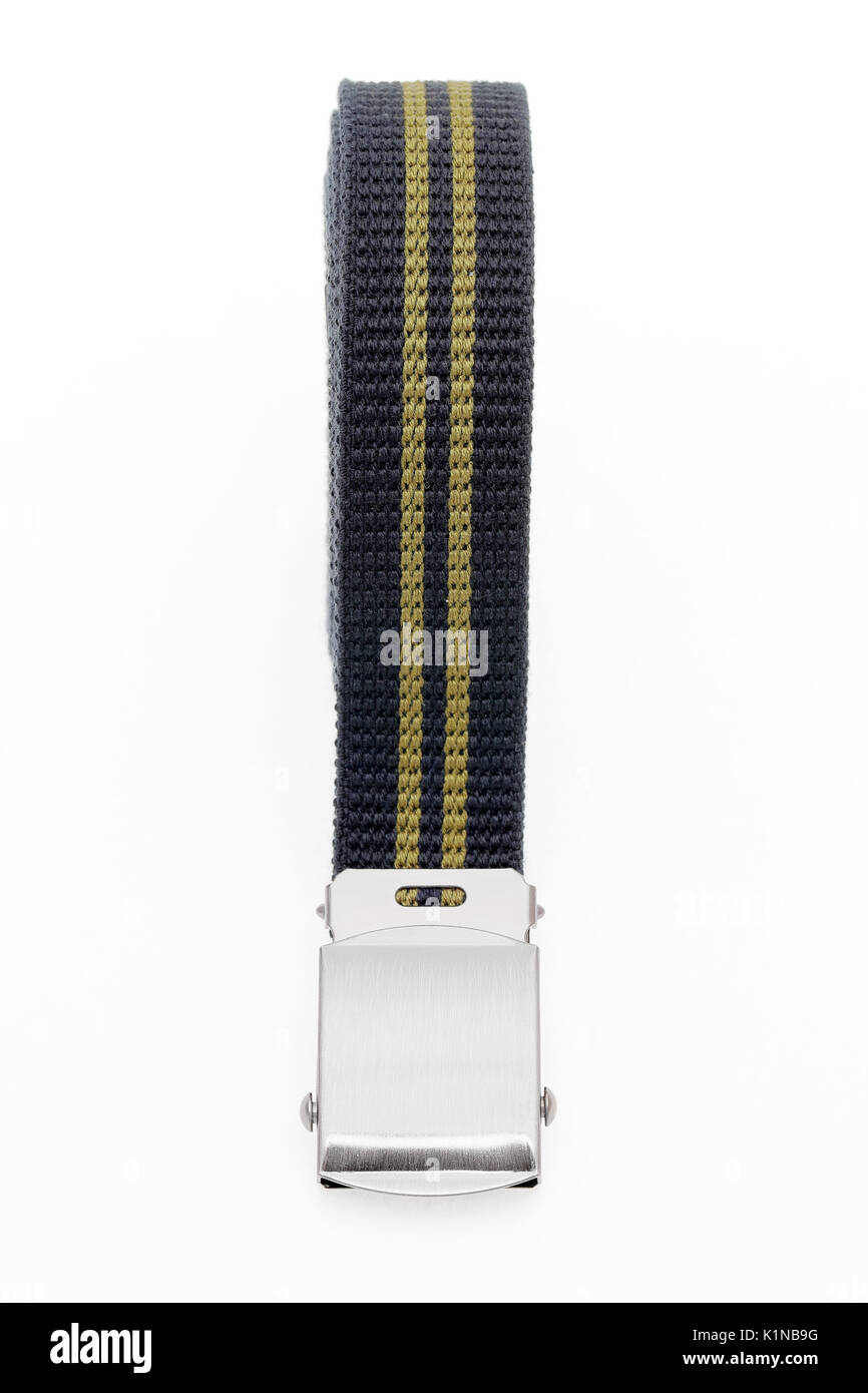 blue color canvas belt isolated on white background Stock Photo - Alamy
