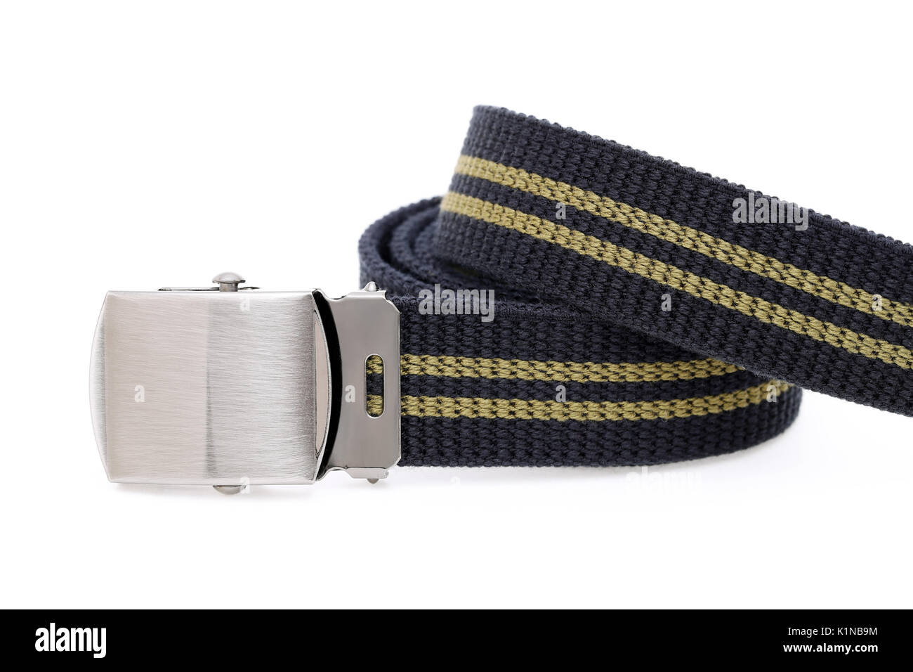 blue color canvas belt isolated on white background Stock Photo - Alamy