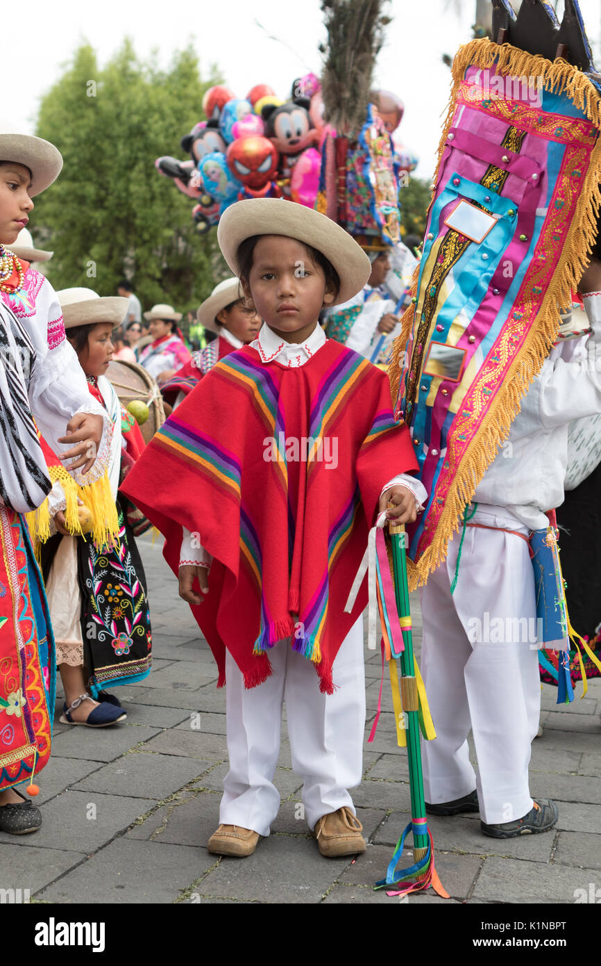 June 18, 2017 Pujili, Ecuador: young indigenous young kichwa boy ...