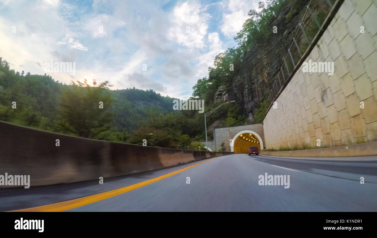 POV point of view - Driving West on Interstate Highway 40 through ...