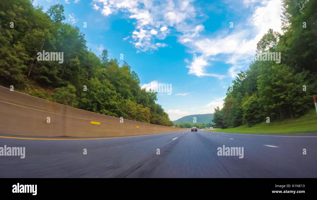POV point of view - Driving West on Interstate Highway 40 through ...