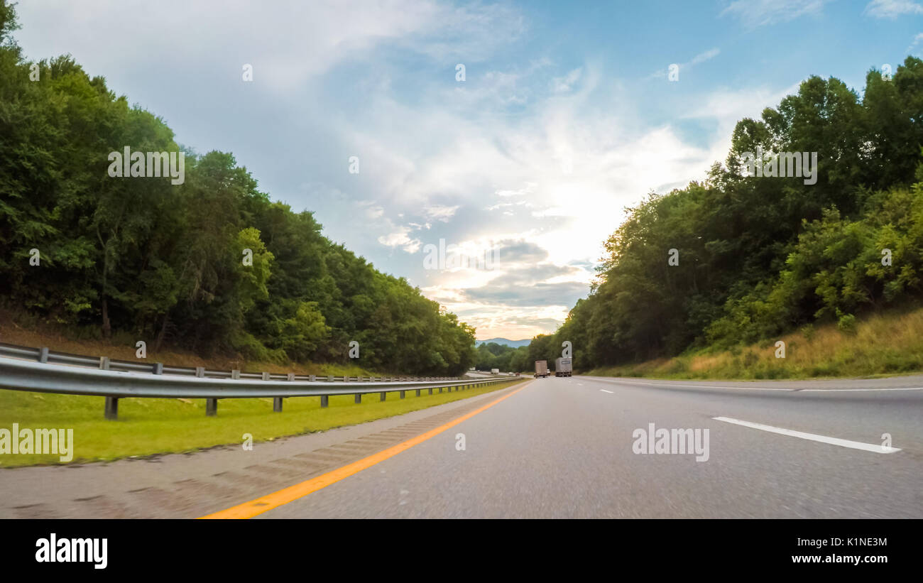 POV point of view - Driving West on Interstate Highway 40 through ...