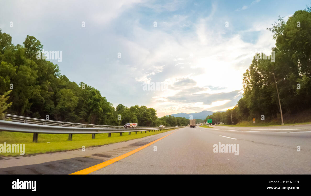 POV point of view - Driving West on Interstate Highway 40 through ...