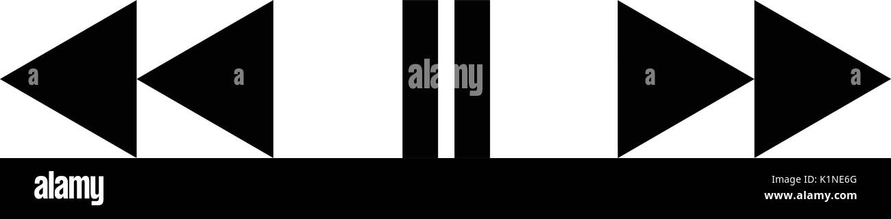 Vector black media player icon set isolated on white background. Play ...