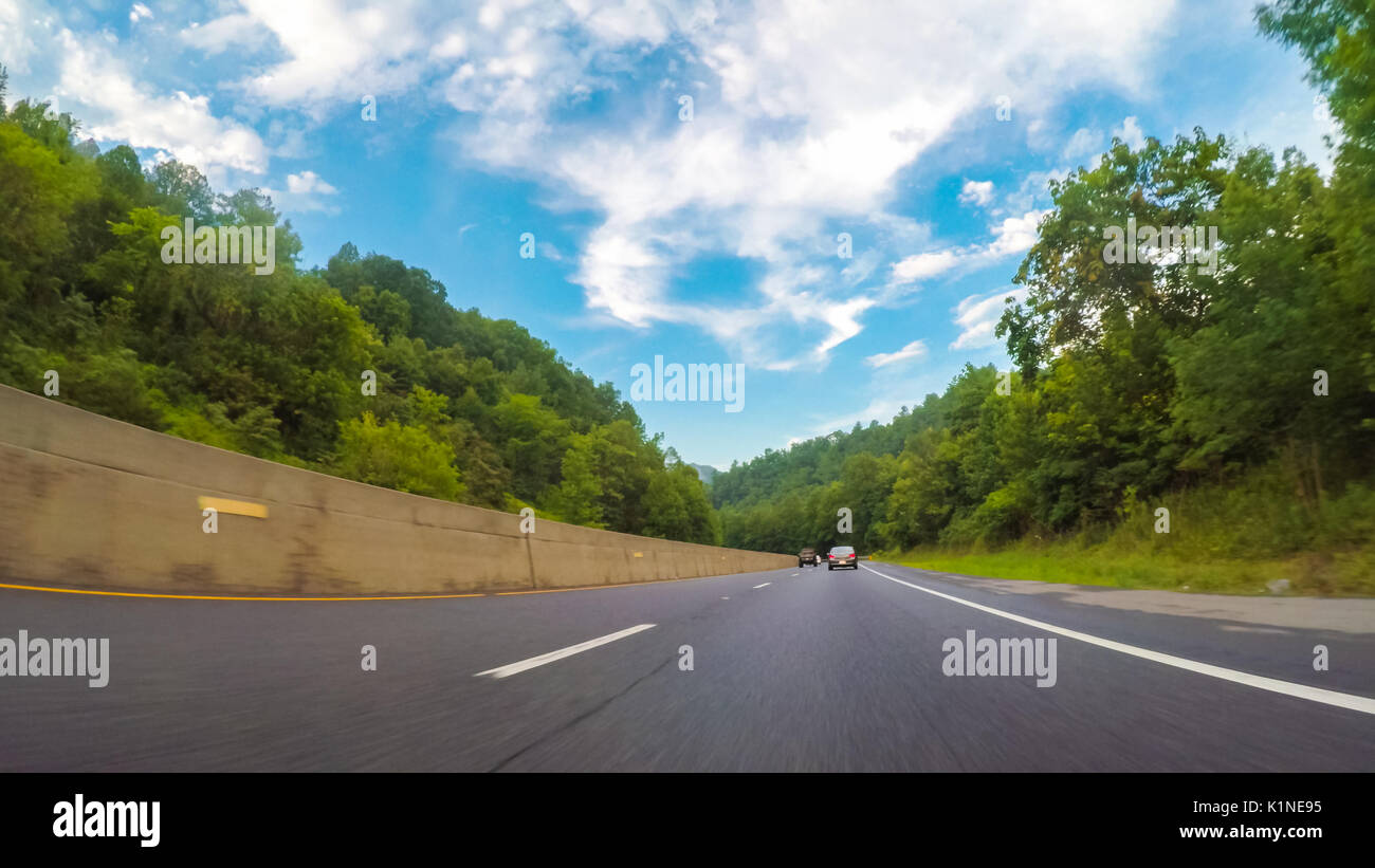 POV point of view - Driving West on Interstate Highway 40 through ...