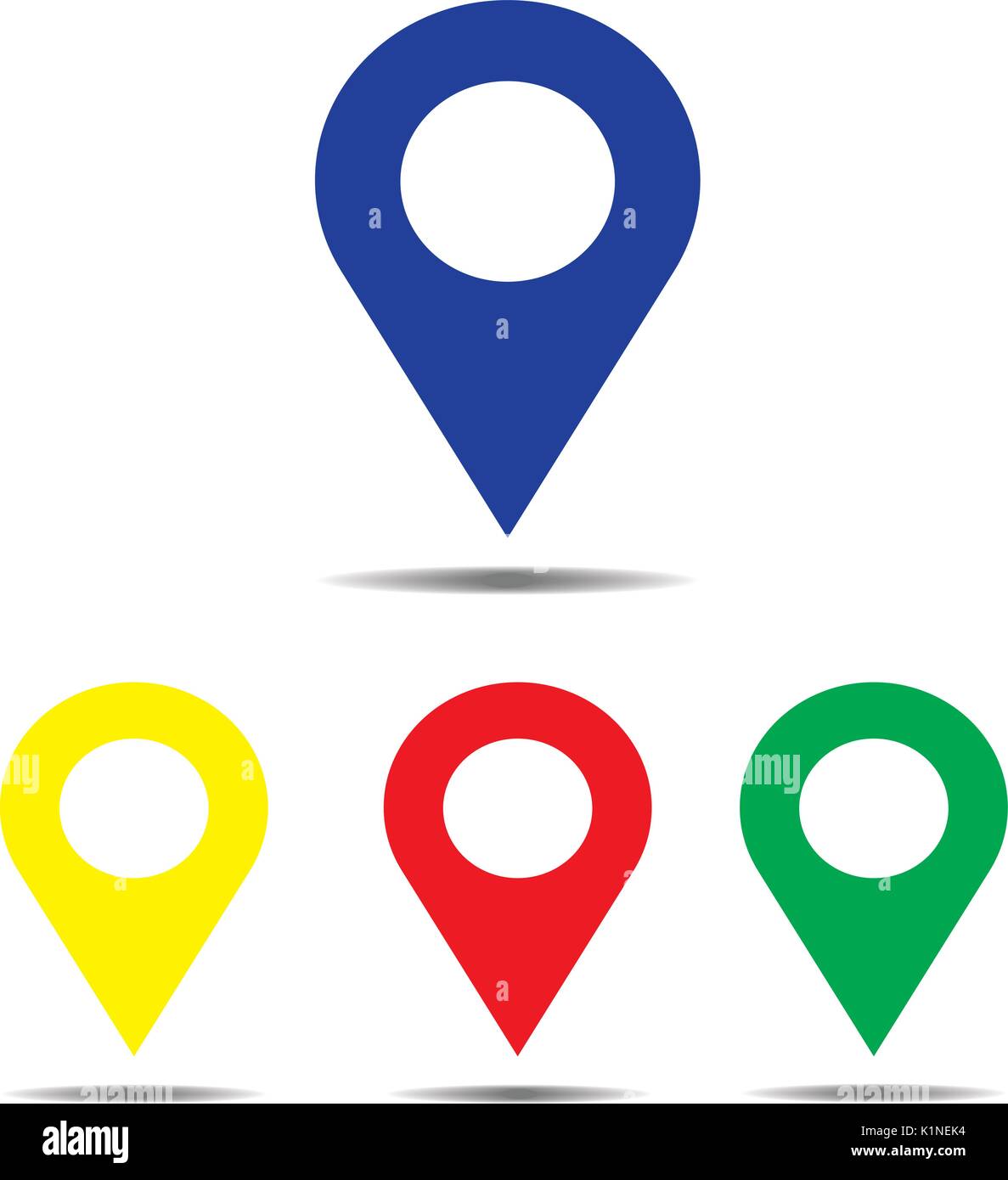 Location red yellow blue green icon vector. Pin sign Isolated on white ...