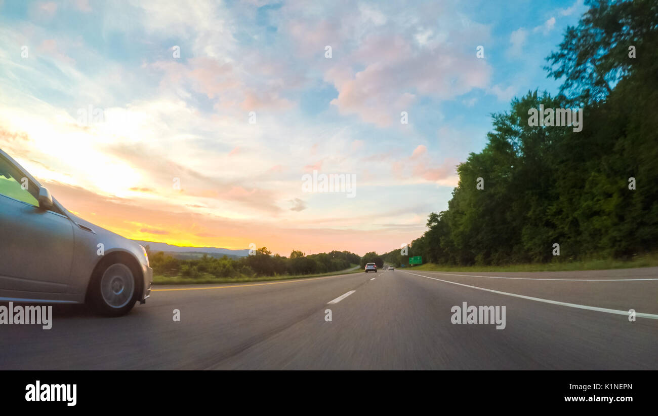 POV point of view - Driving West on Interstate Highway 40 through ...