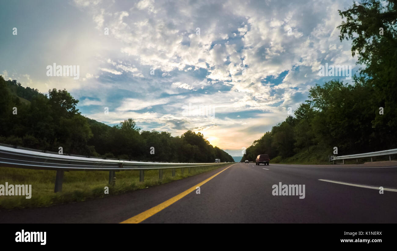 POV point of view - Driving West on Interstate Highway 40 through ...