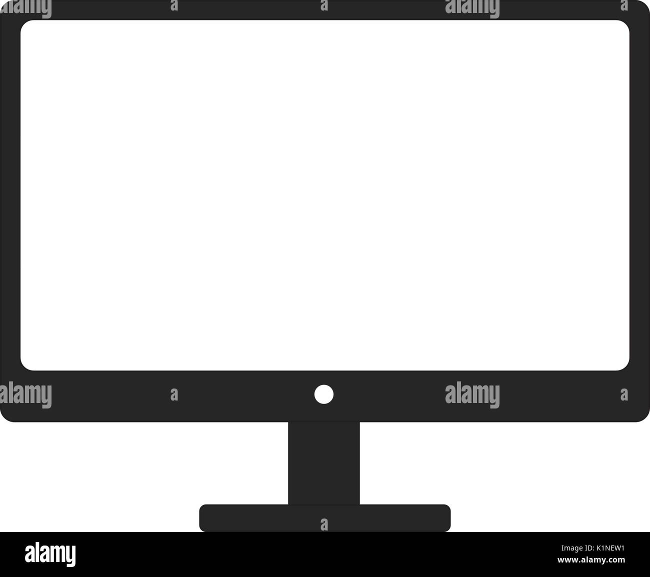 Computer monitor icon widescreen isolated on white background. Flat PC ...