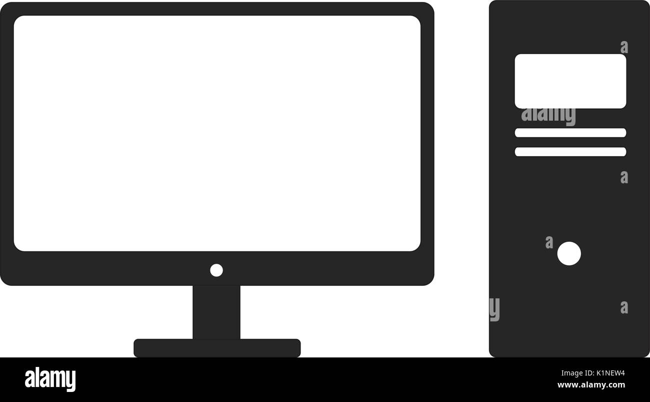 Computer and widescreen monitor icon on white background. PC symbol ...