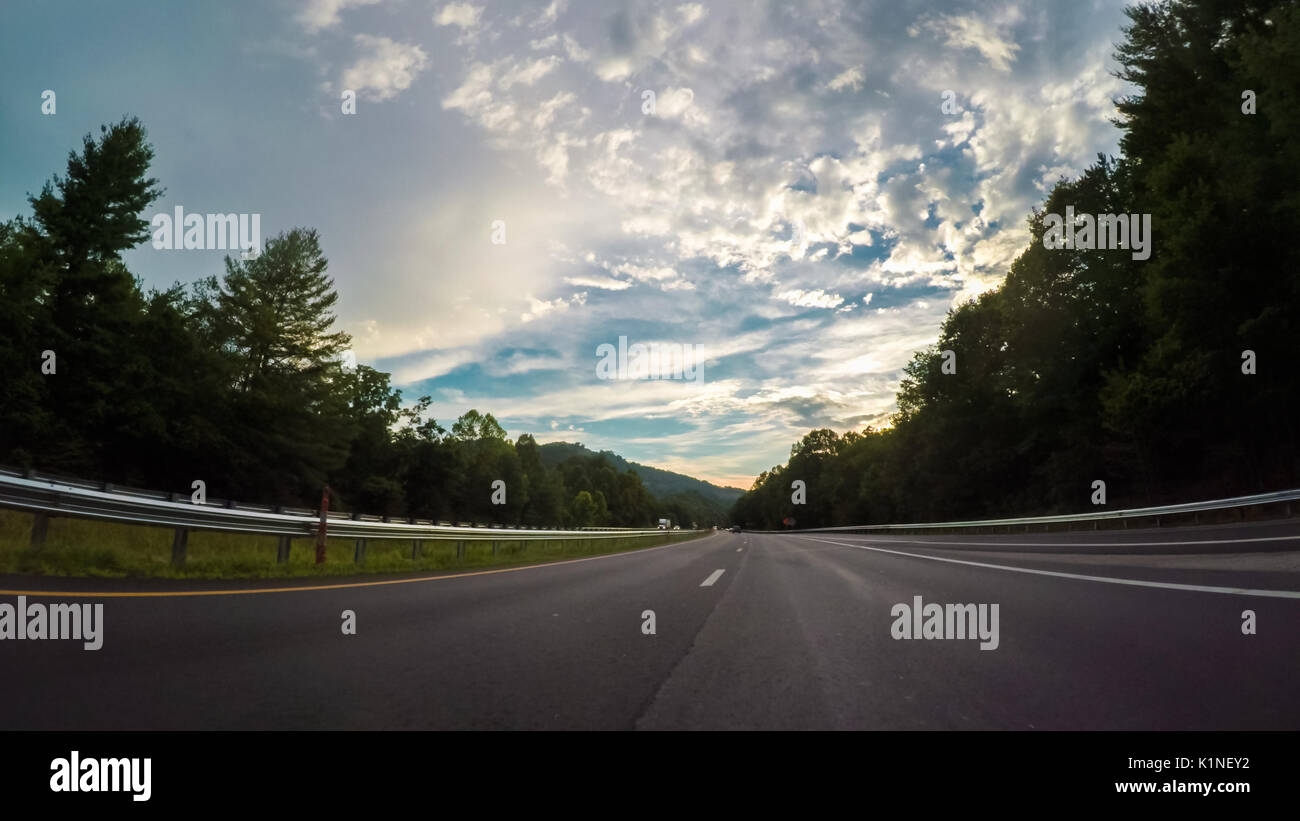 POV point of view - Driving West on Interstate Highway 40 through ...
