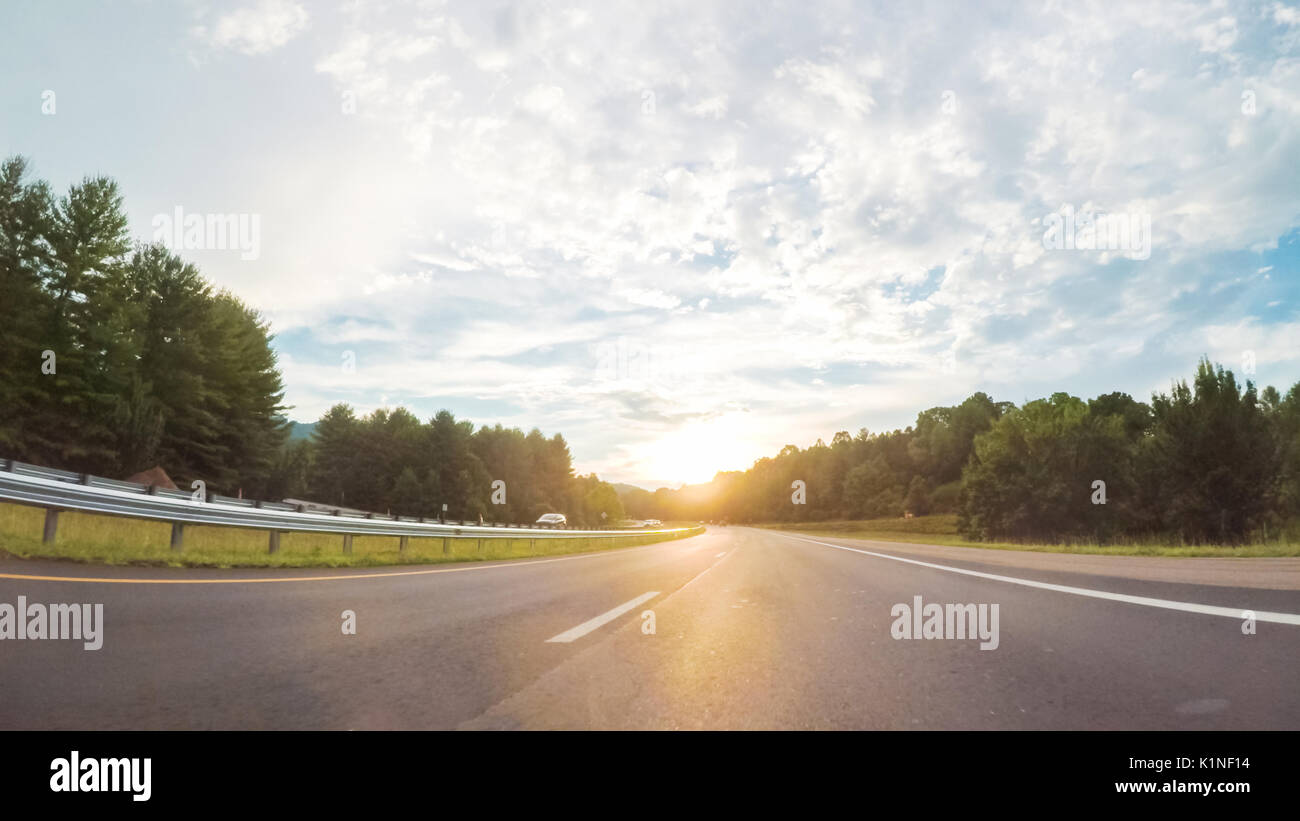 POV point of view - Driving West on Interstate Highway 40 through ...
