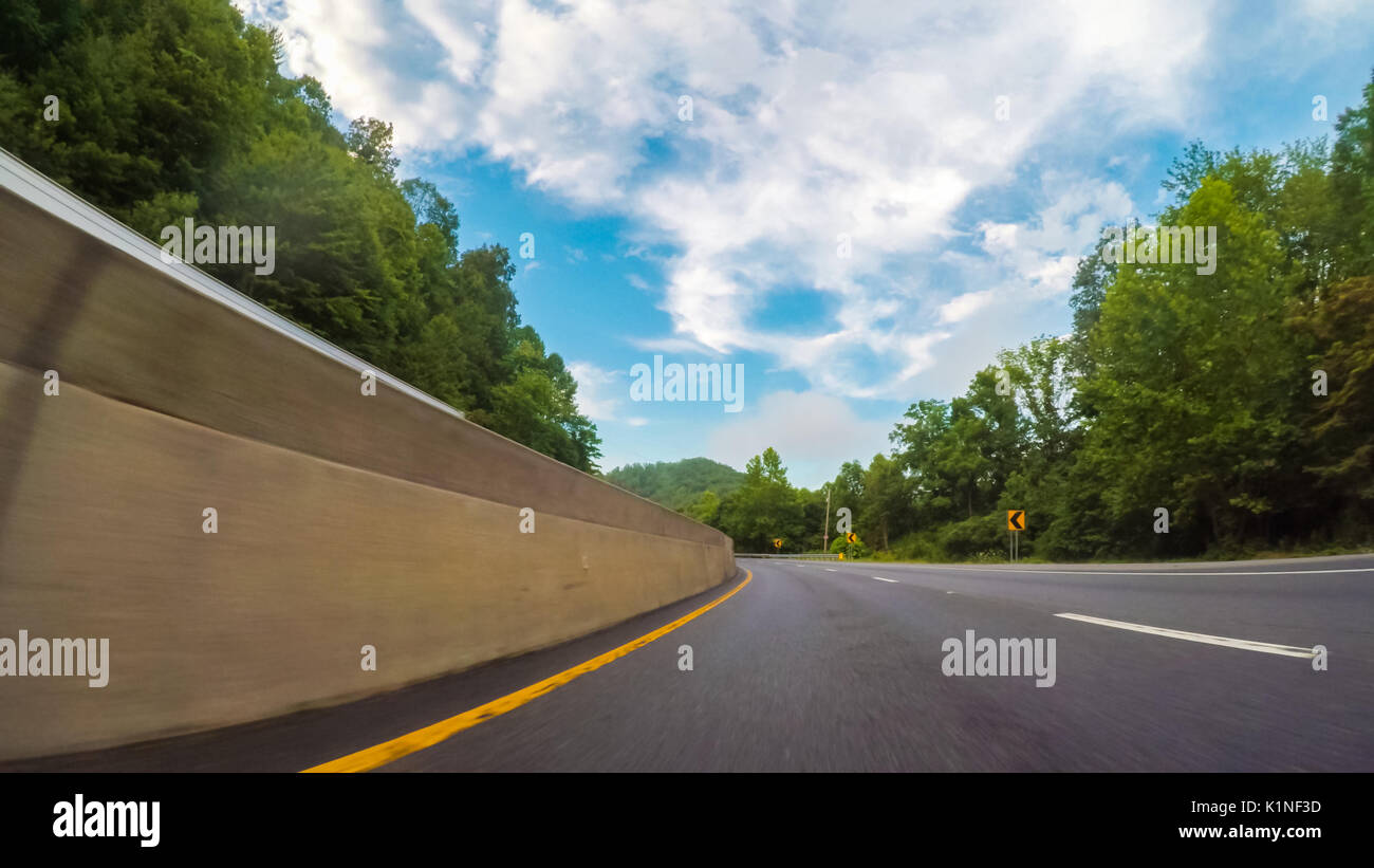 POV point of view - Driving West on Interstate Highway 40 through ...