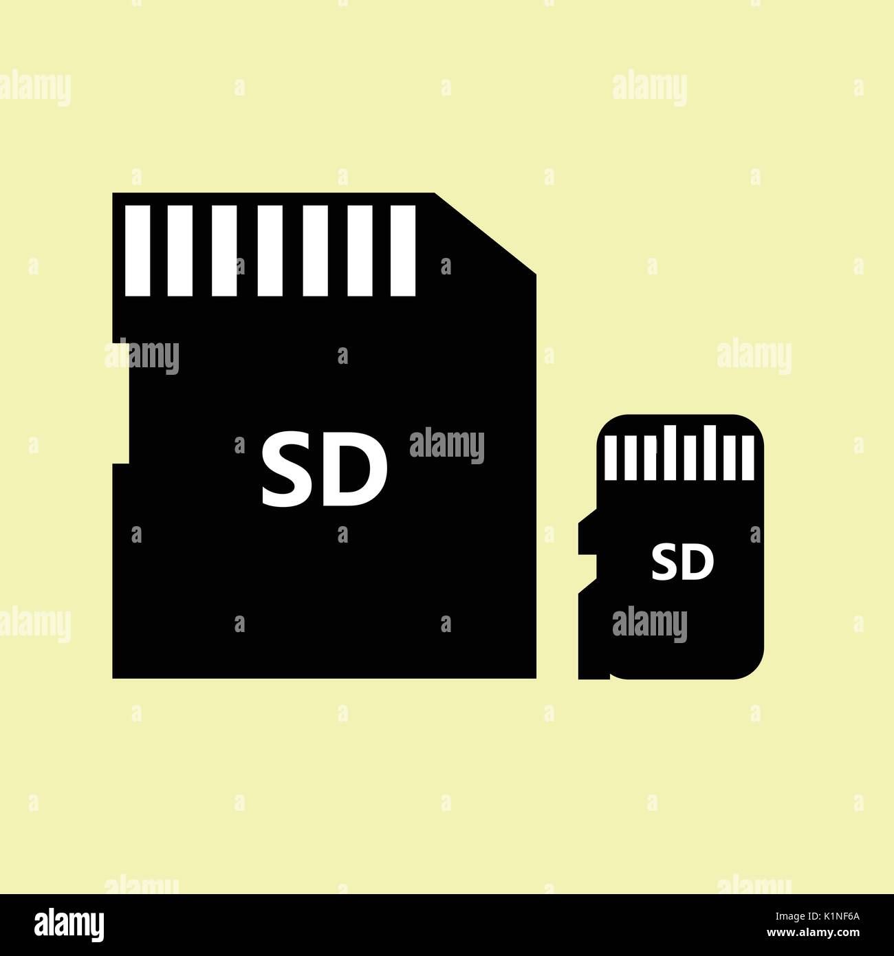 Vector Icon SD card and micro SD card isolated on green background ...