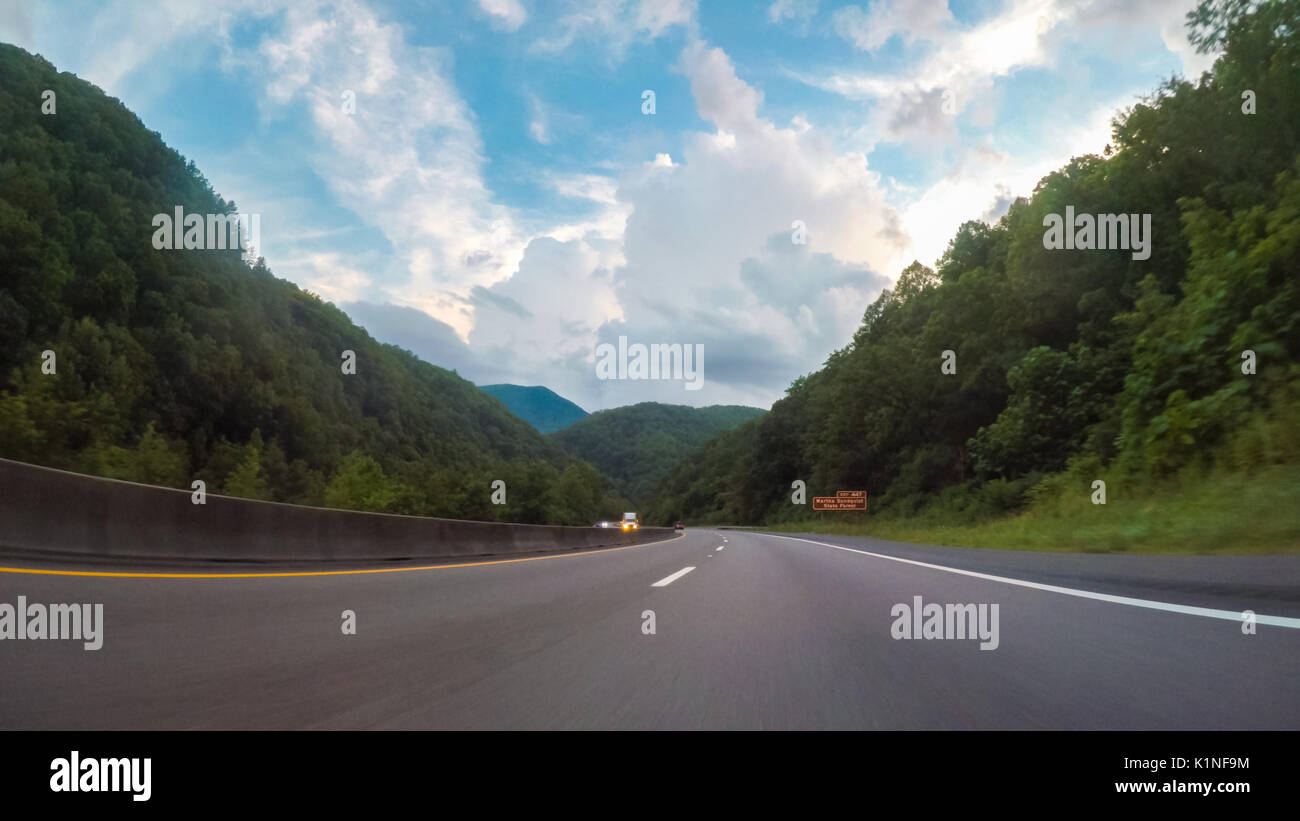 POV point of view - Driving West on Interstate Highway 40 through ...