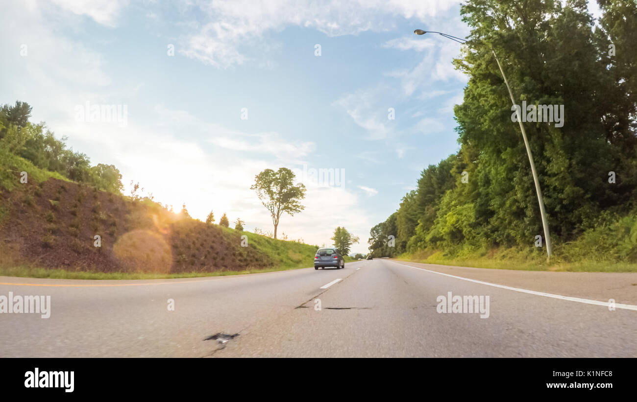 POV point of view - Driving West on Interstate Highway 40 through ...