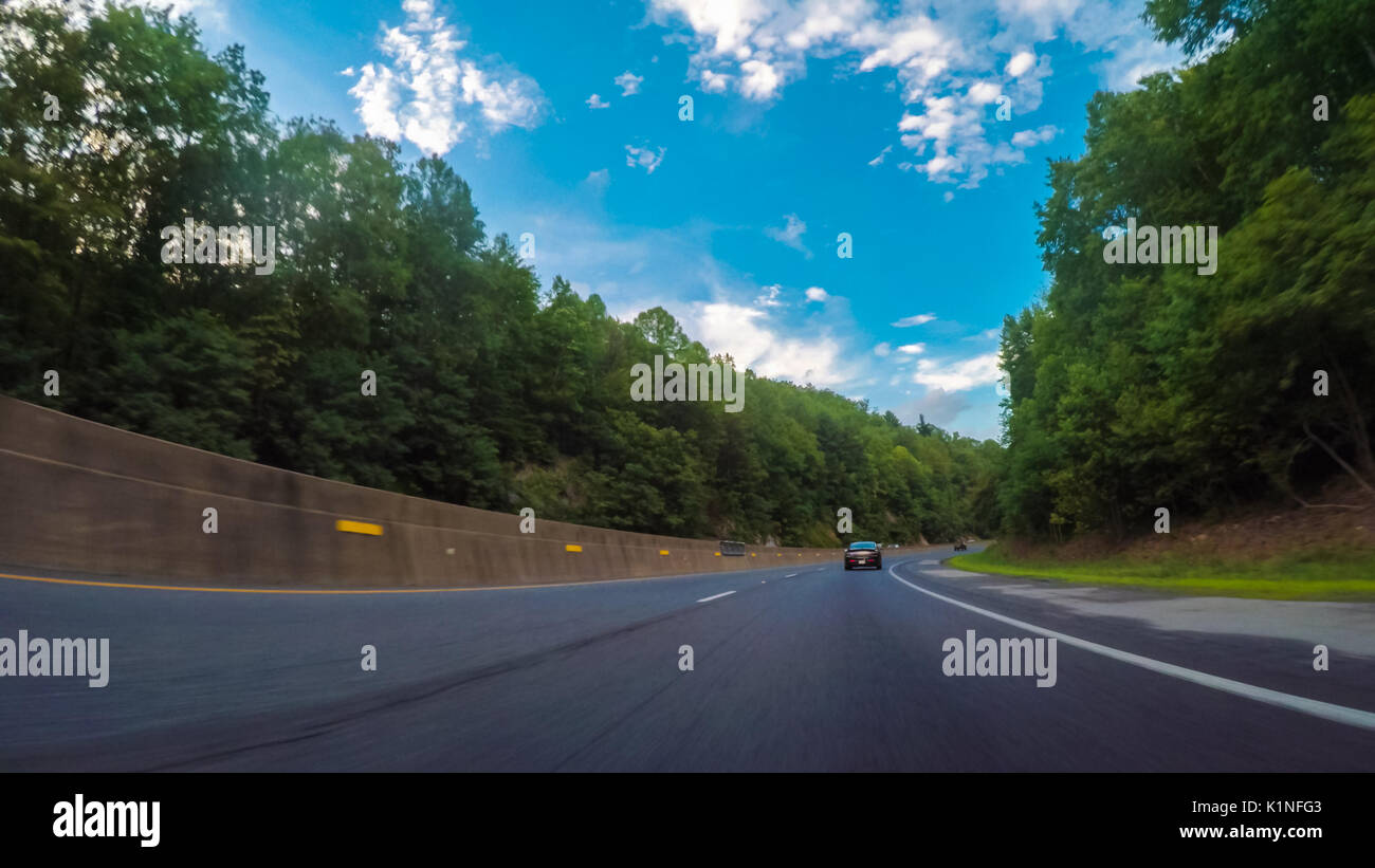 POV point of view - Driving West on Interstate Highway 40 through ...