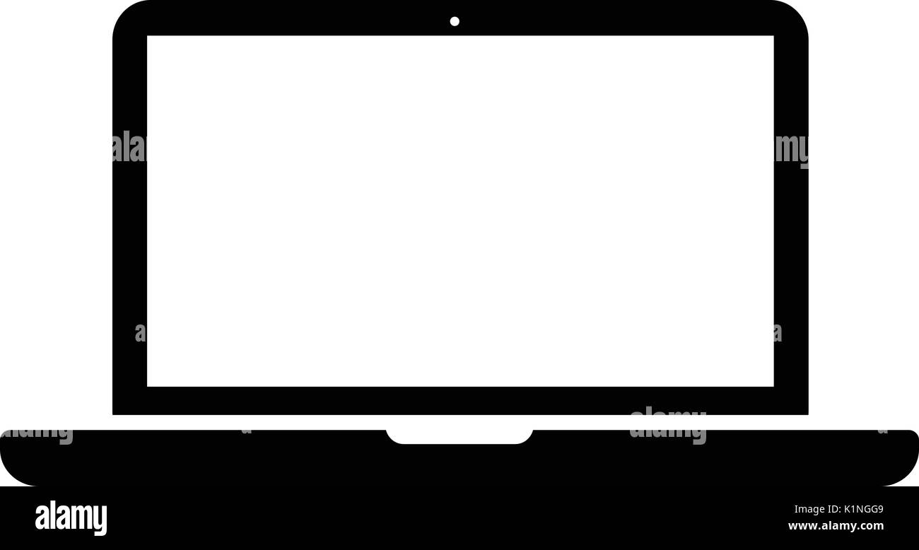 Laptop black icon in trendy flat style isolated on white background ...