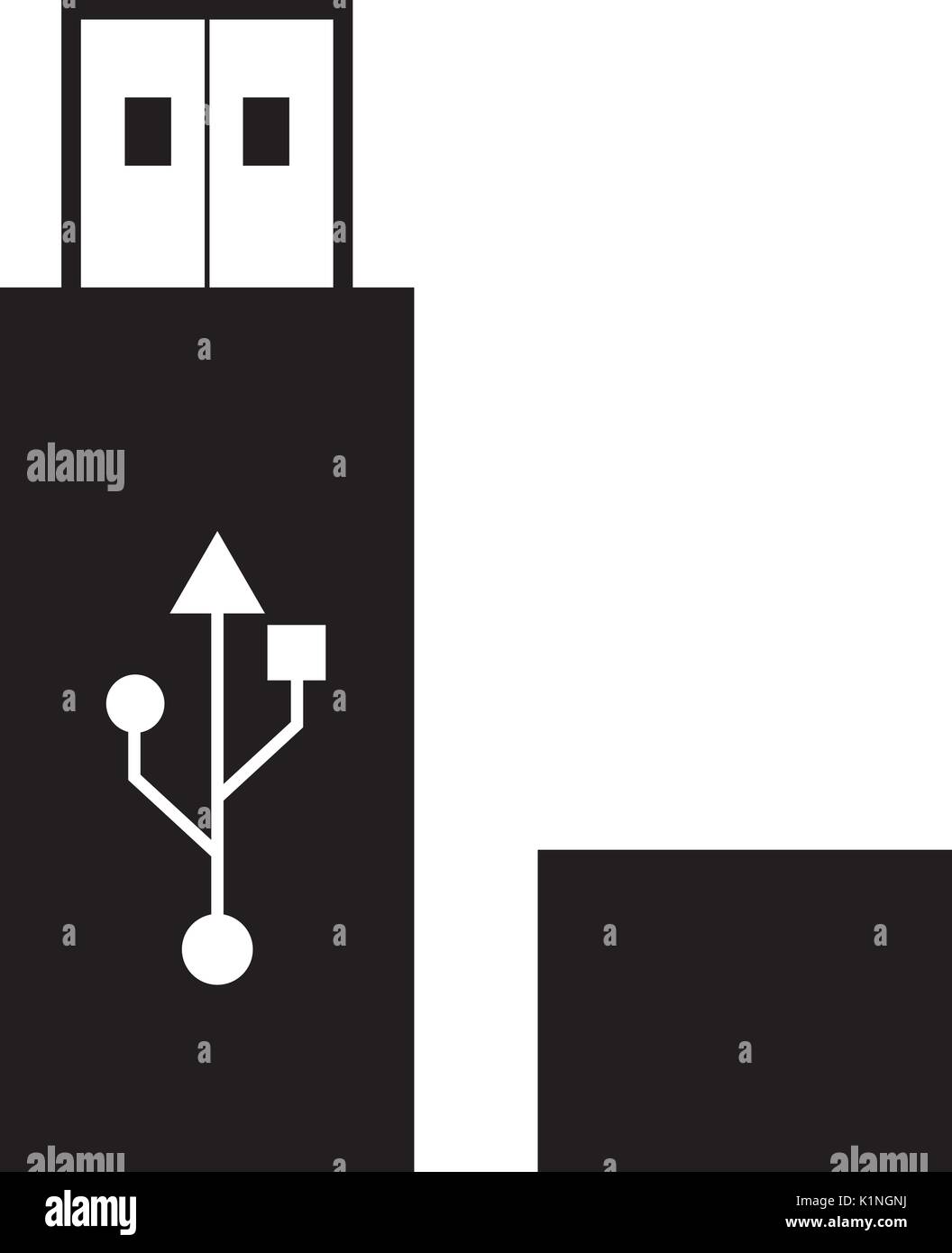 Black usb flash drive icon with symbol, vector isolated on white ...