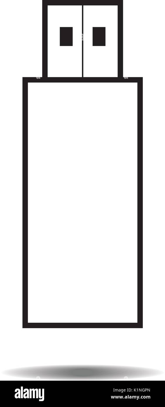 USB flash drive icon with shadow, vector isolated on white background ...