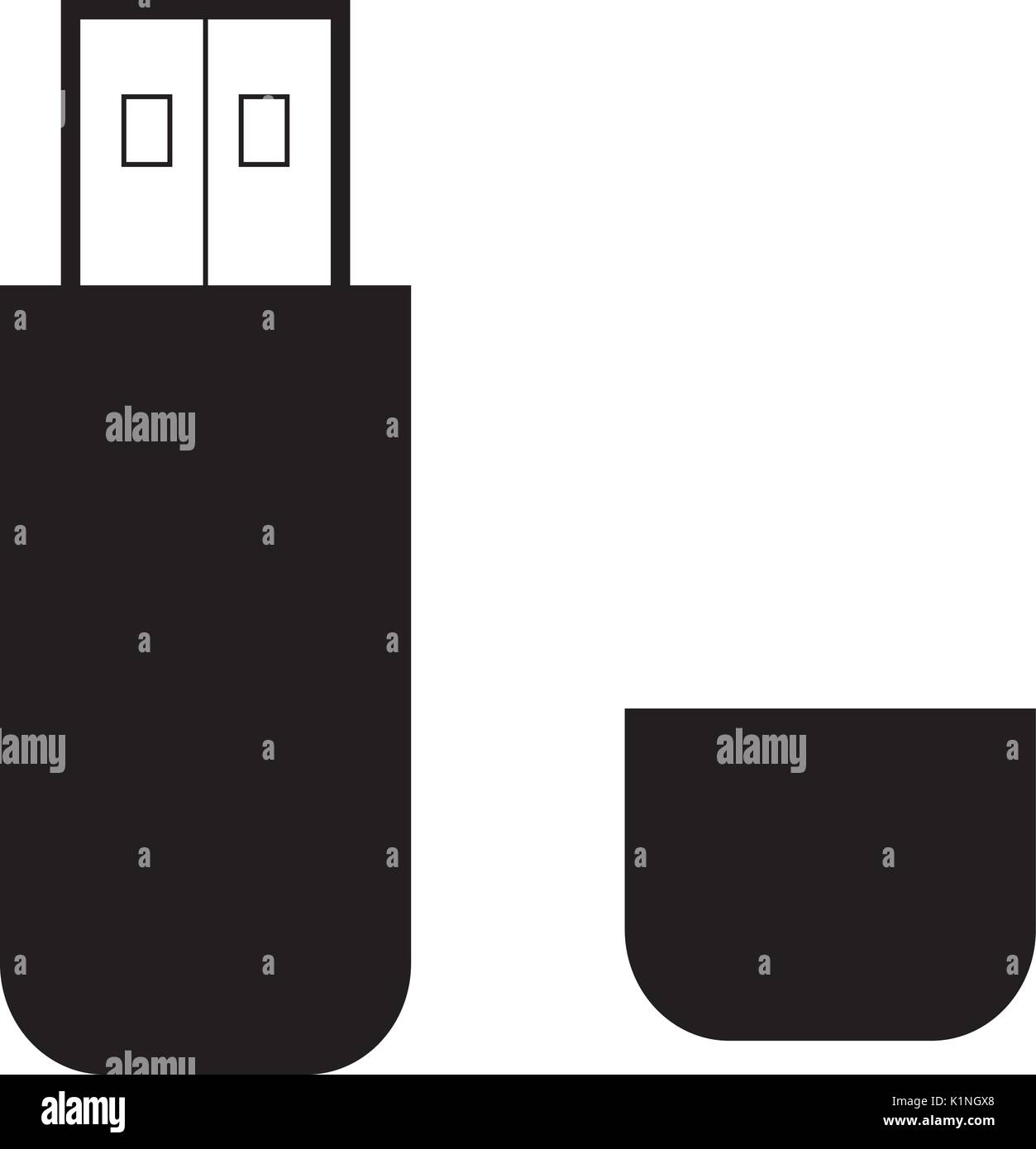 Black usb flash drive icon with cover, vector isolated on white ...