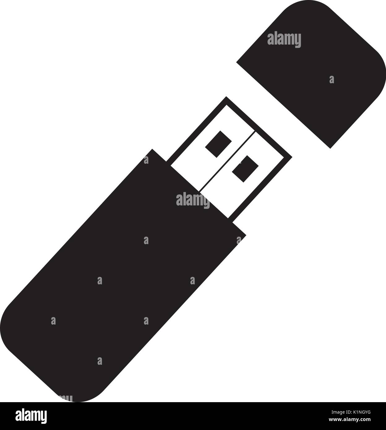 Black usb flash drive icon with cover, vector isolated on white ...