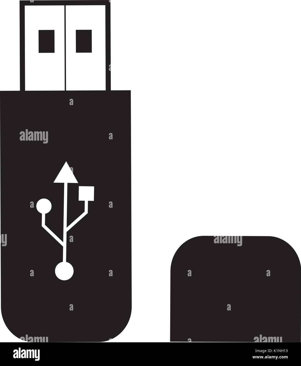 Black usb flash drive icon with symbol, vector isolated on white ...