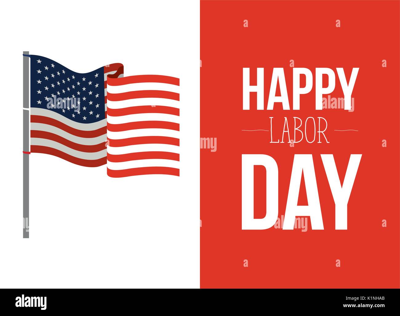 colorful banner of celebrate happy labor day with american flag waving ...