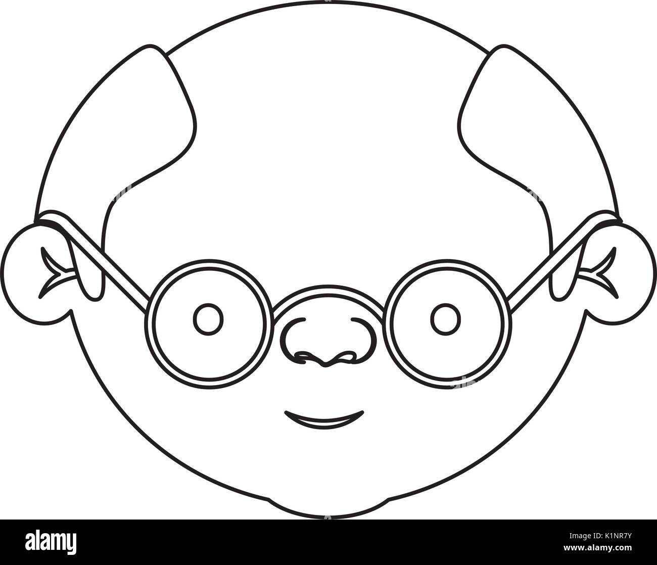 Sketch Silhouette Of Face Bald Elderly Man With Glasses Stock Vector Image And Art Alamy