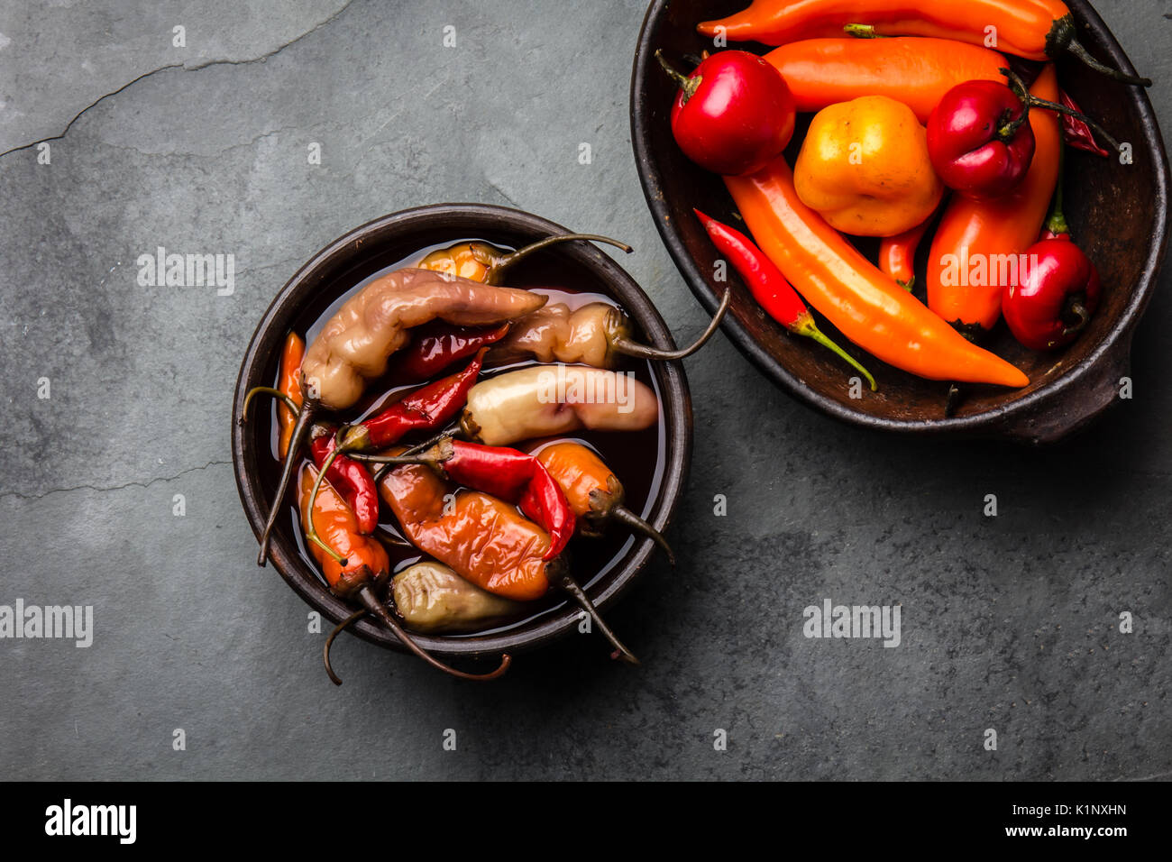 Traditional Latin American escabeche - fermented chili pepper. Spicy ...