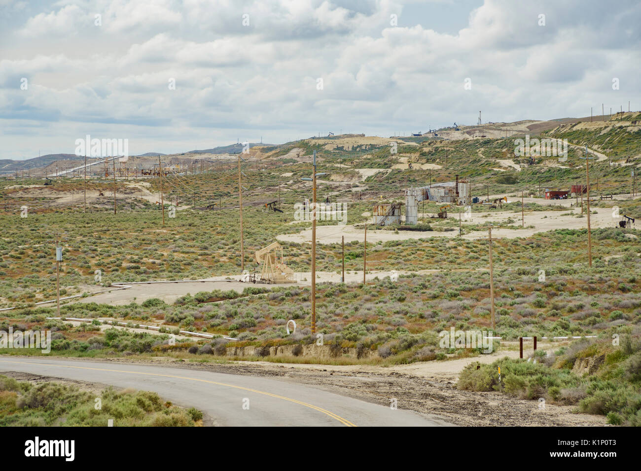 Oil bump equipment working near the Carrizo Plain area at California ...
