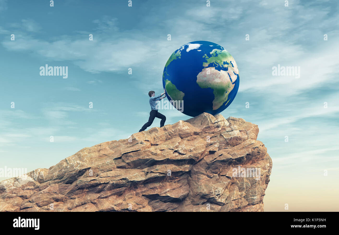 Pushing rock illustration hi-res stock photography and images - Alamy