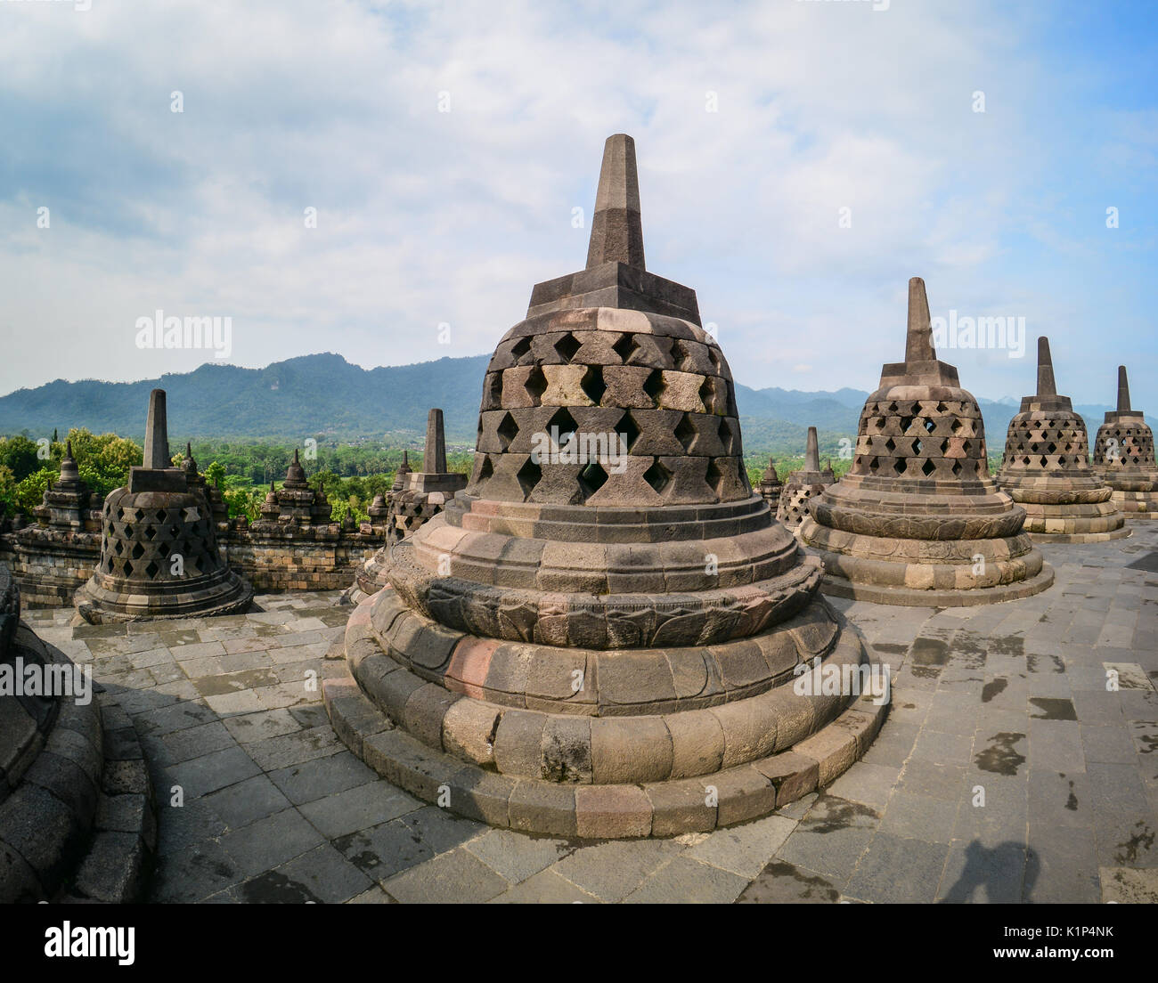 Borobudur Temple at sunny day on Java, Indonesia. Built in the 9th ...